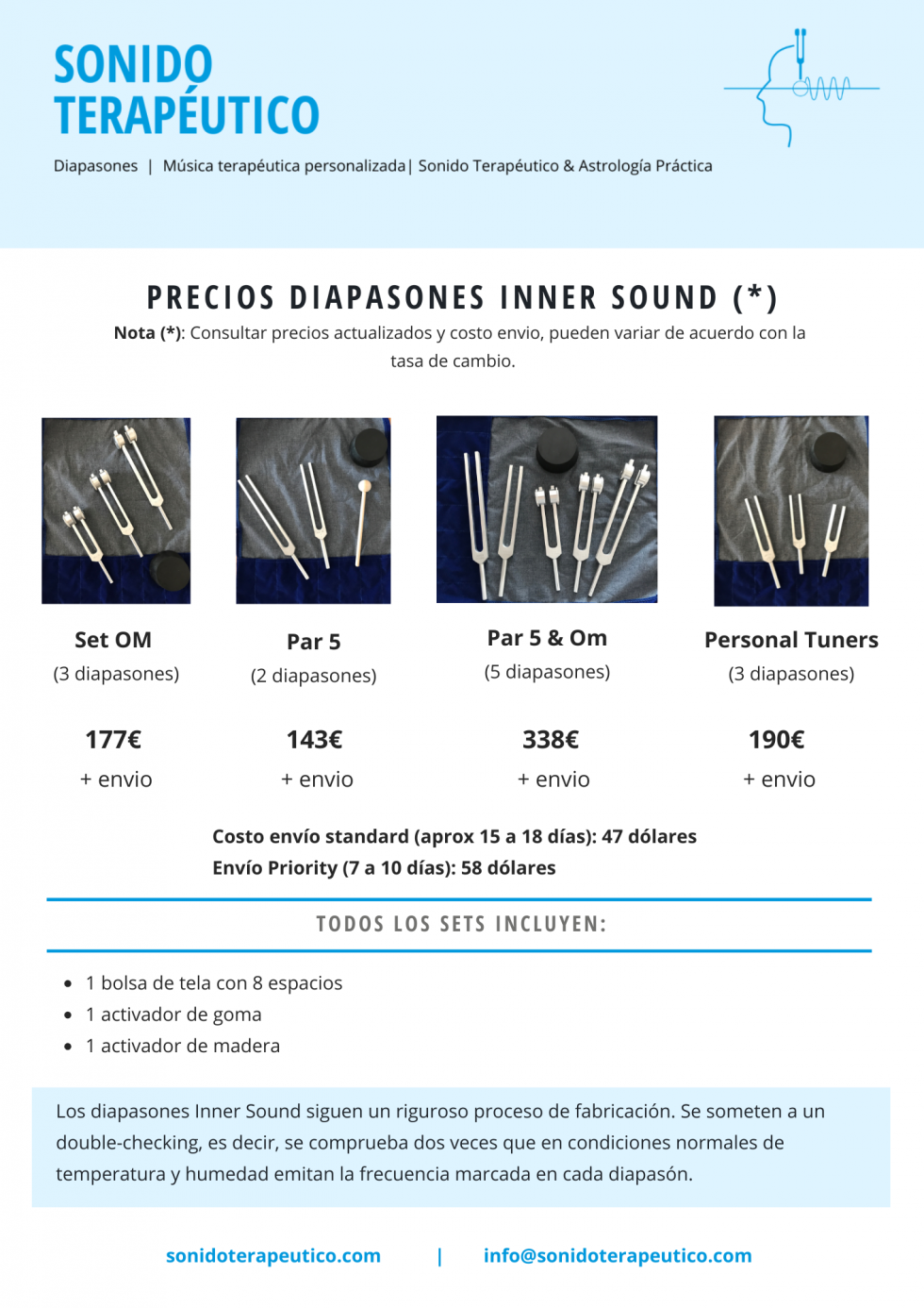 DIAPASONES INNER SOUND - Precios - SONIDO TERAPÉUTICO
